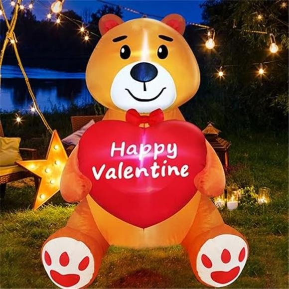 Holiday | 4 Ft Inflatable Teddy Bear Holds Love Heart Led Lighted Blow ...